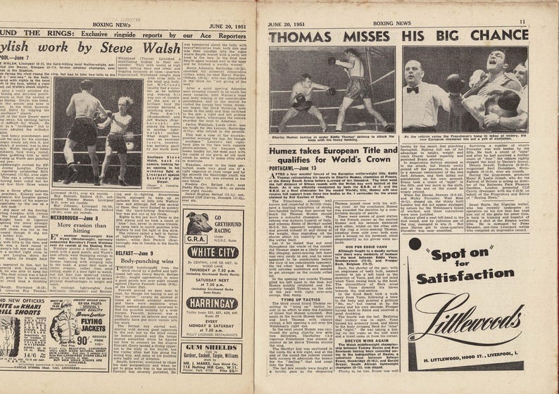 June 1951 BOXING NEWS - Original Boxing Publication - 20th June 1951 ...
