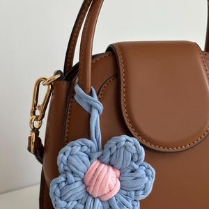 Flower Bag Charm, Handmade Crochet Rose Charms, Floral Keychain, Purse ...