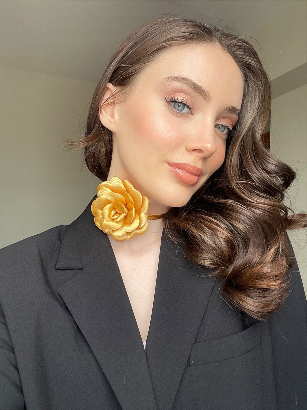 Gold Rose Choker, A Timeless Classic - Gold Flower Necklace, Vintage ...