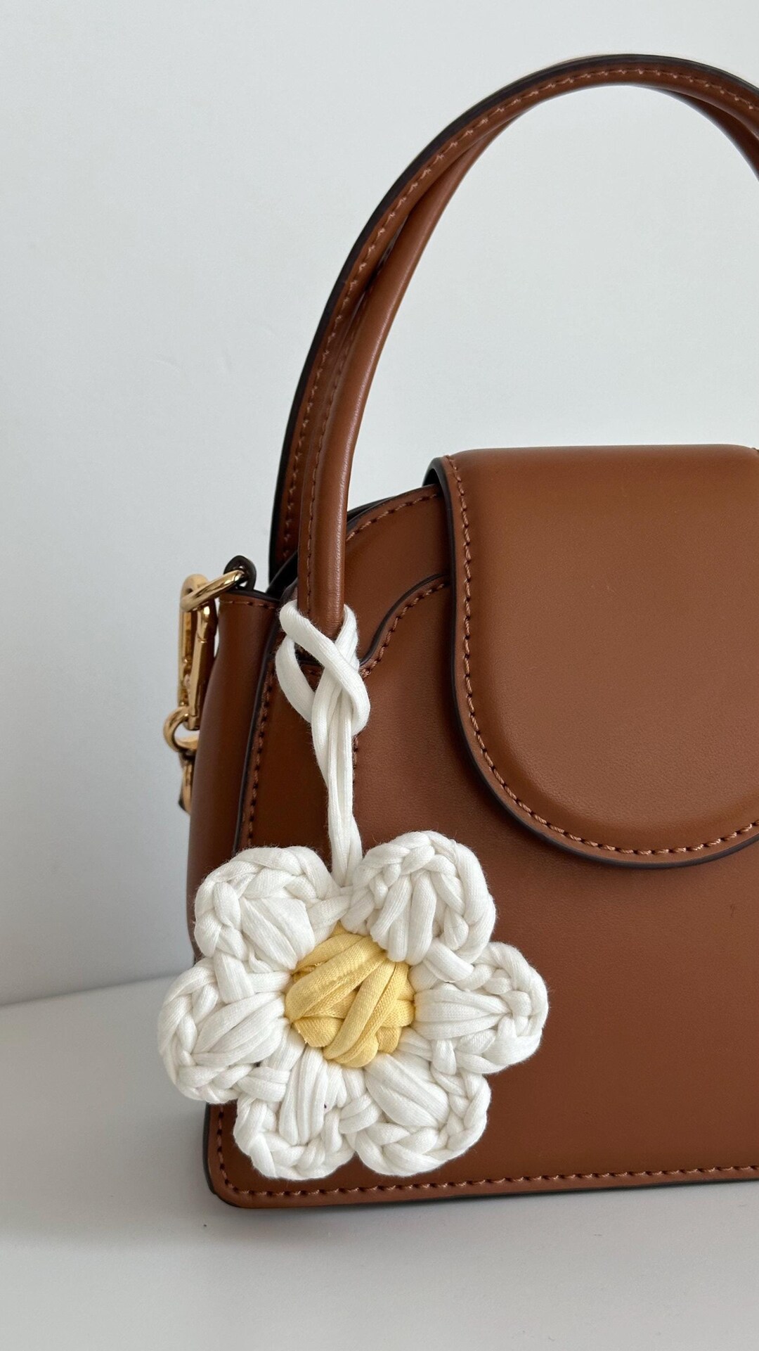 Flower Bag Charm, Handmade Crochet Rose Charms, Floral Keychain, Purse ...