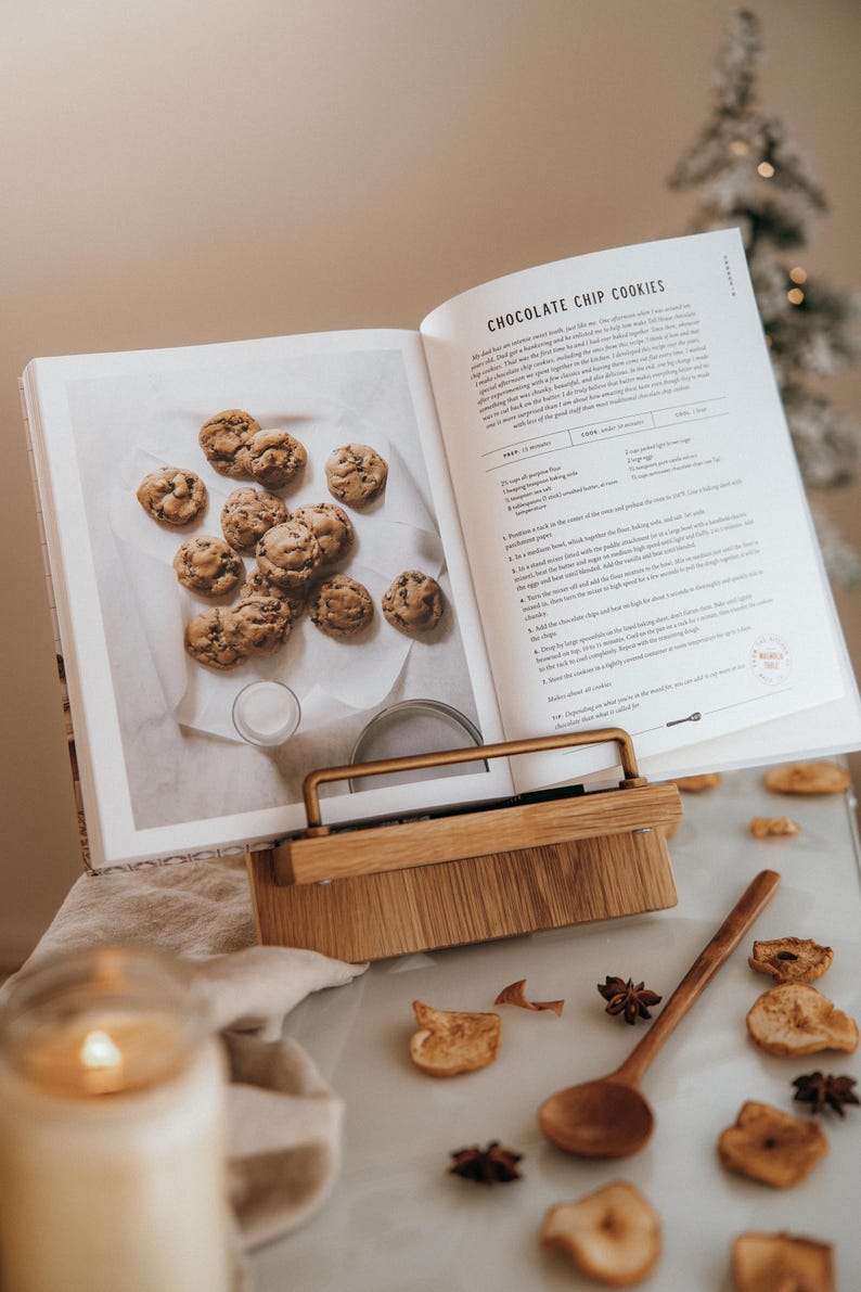 White Oak Cookbook Stand | Vintage Kitchen Decor | Wooden Recipe Holder ...