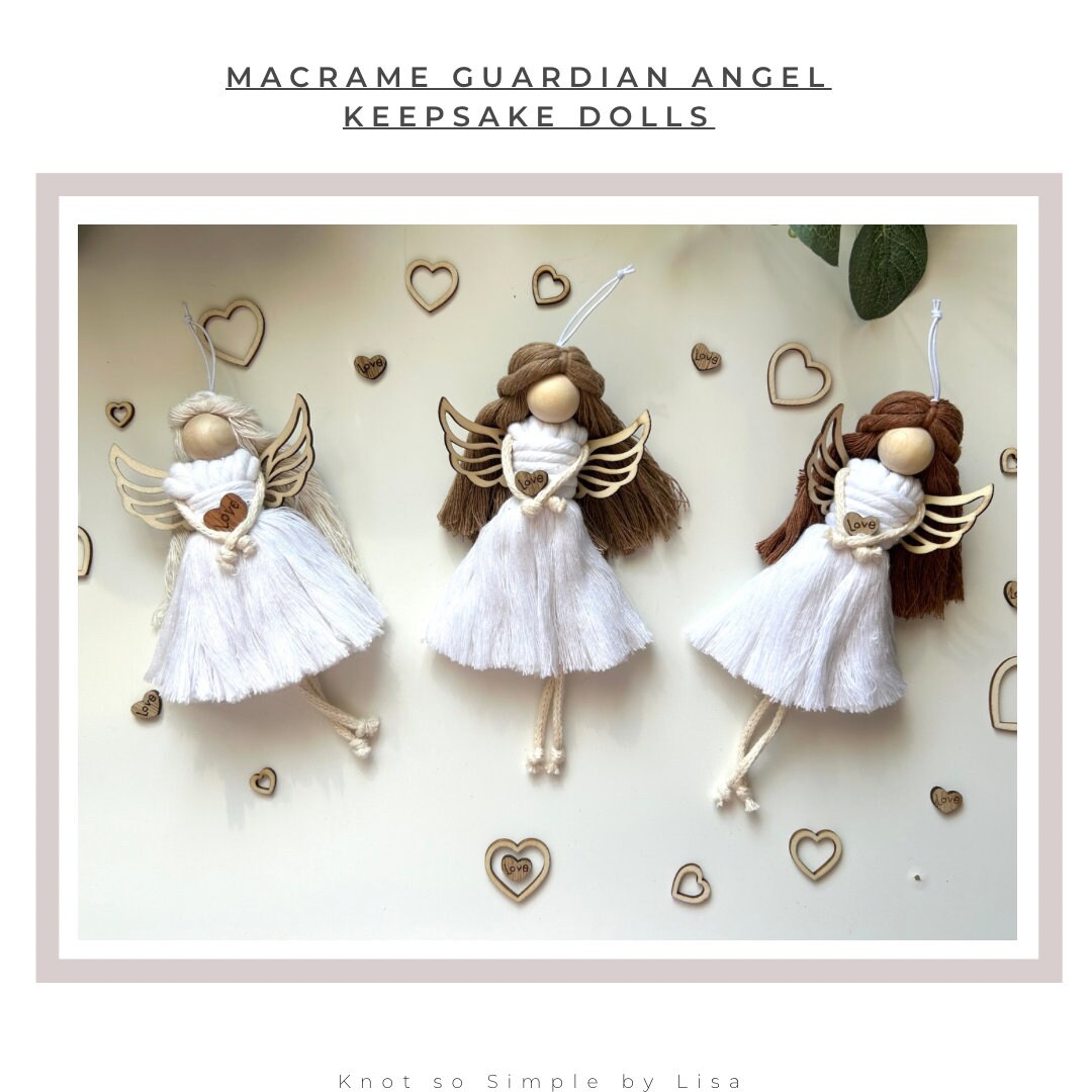 GUARDIAN ANGEL DOLLS, Macrame Angel, Baby Nursery Decor, 1st Communion ...