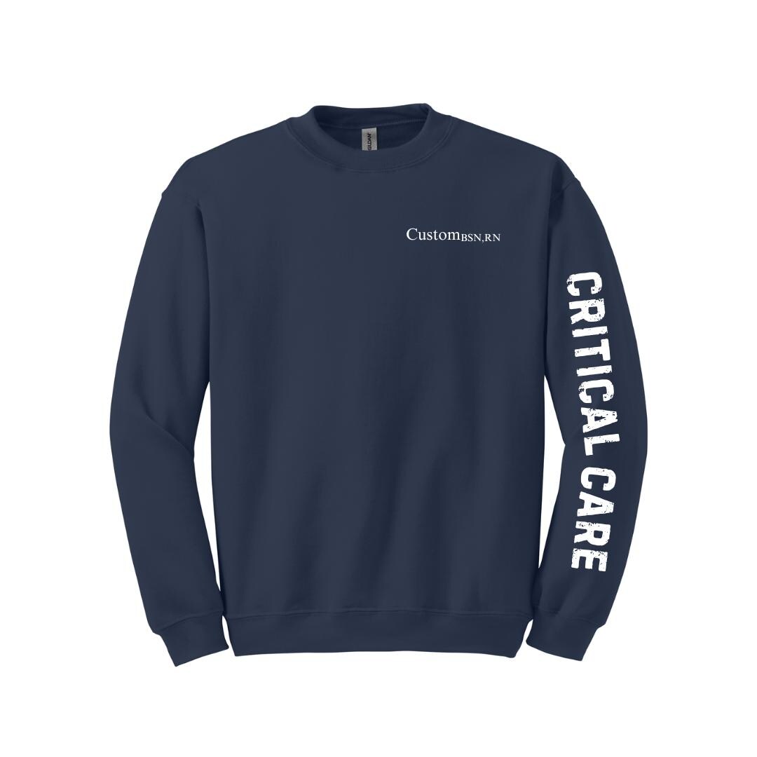 Custom Critical Care Embroidered Nurse Sweatshirt, NURSE Crewneck, RN ...