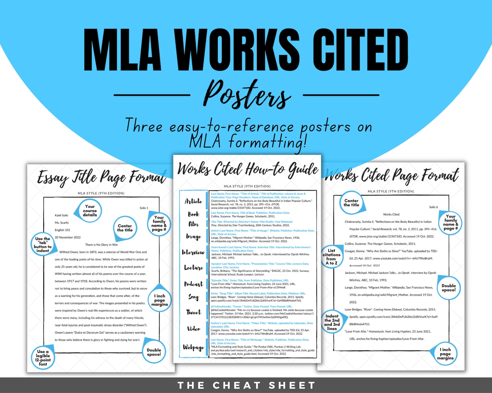 MLA Works Cited Posters Posters for the High School or Middle School ...