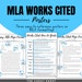 MLA Works Cited Posters; Posters for the High School or Middle School ...