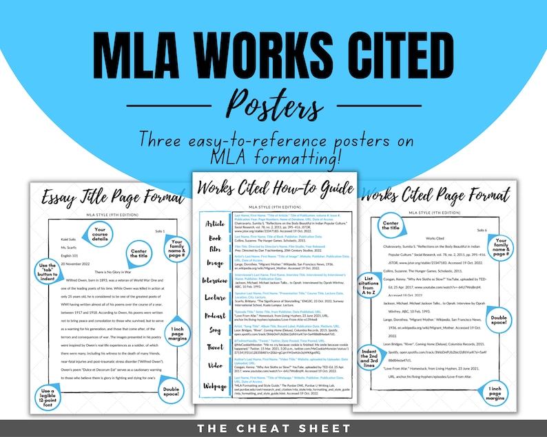 MLA Works Cited Posters; Posters for the High School or Middle School ...