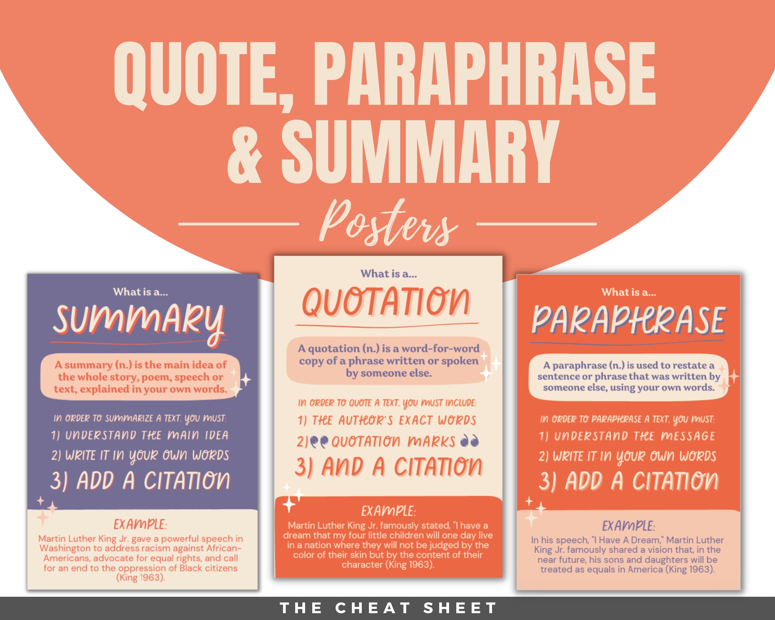 Quote, Paraphrase & Summary Posters; Posters for the High School or ...
