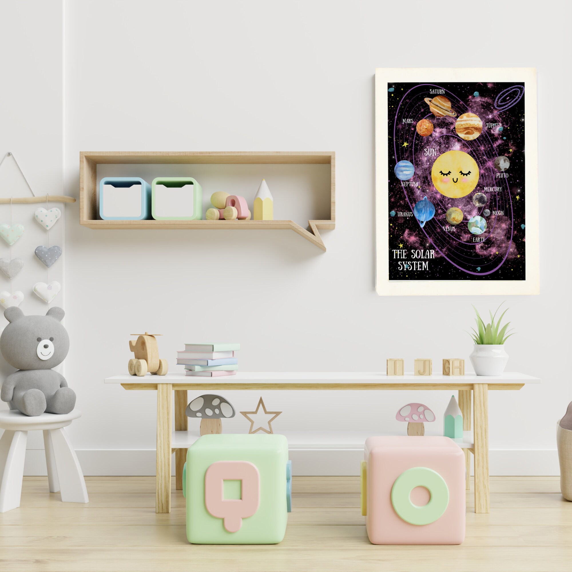 Solar System Poster Educational Poster Galaxy Space Wall Art Printable ...