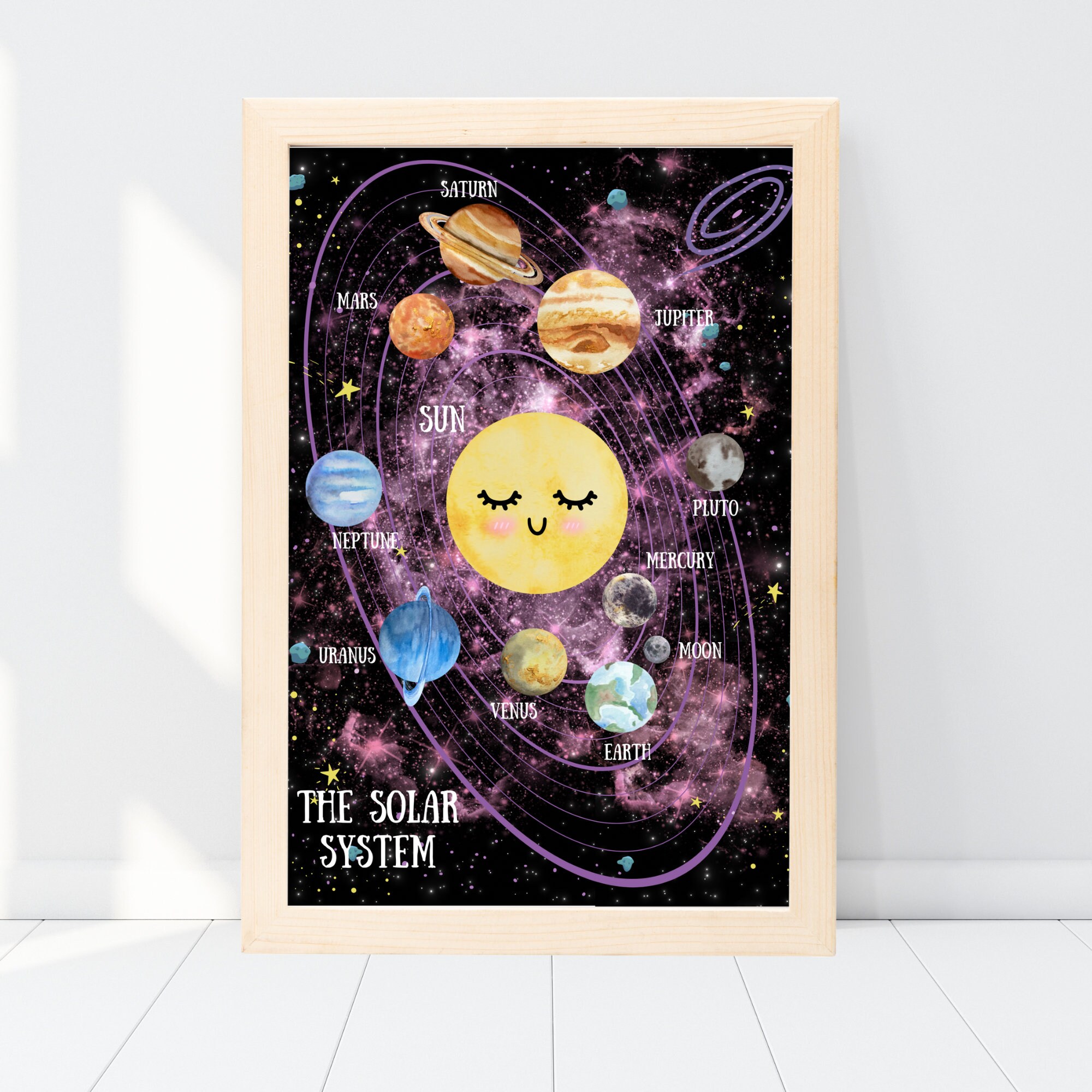 Solar System Poster Educational Poster Galaxy Space Wall Art Printable ...