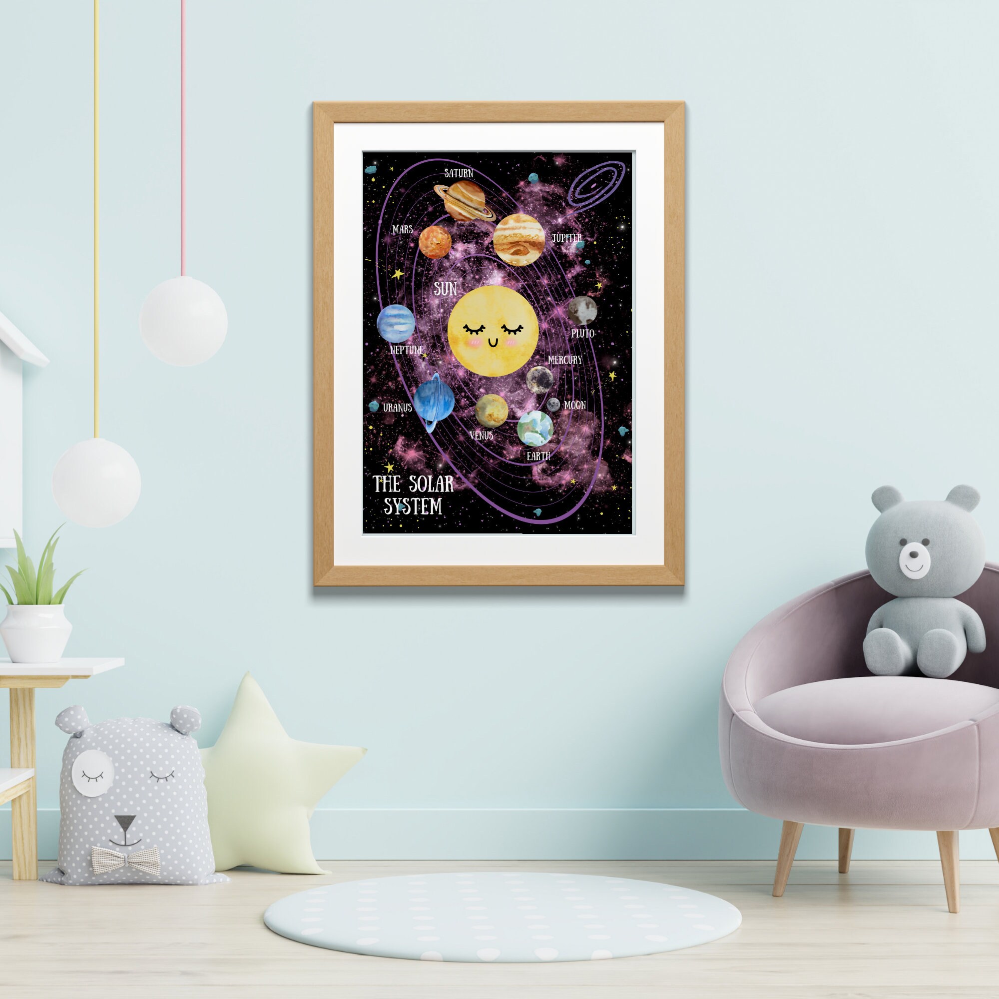 Solar System Poster Educational Poster Galaxy Space Wall Art Printable ...