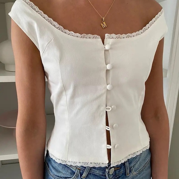 Lace up Front Top - Etsy