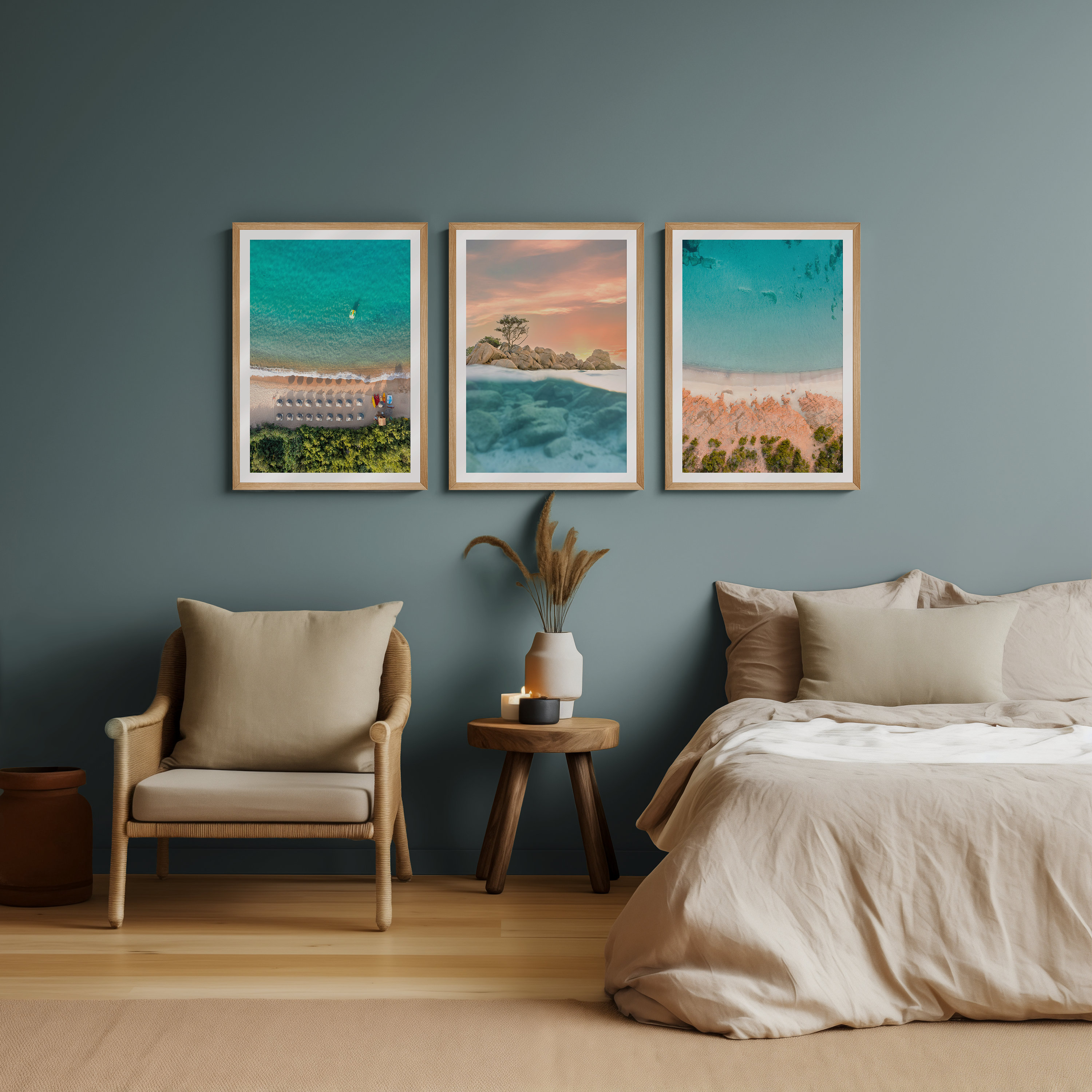 Set of 3 Sardinia Beach Wall Art, Cala Di Volpe, Capriccioli & Liscia ...