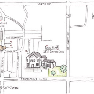 A5 Town and City Wedding and Event Map // Hand Drawn Urban Map - Etsy