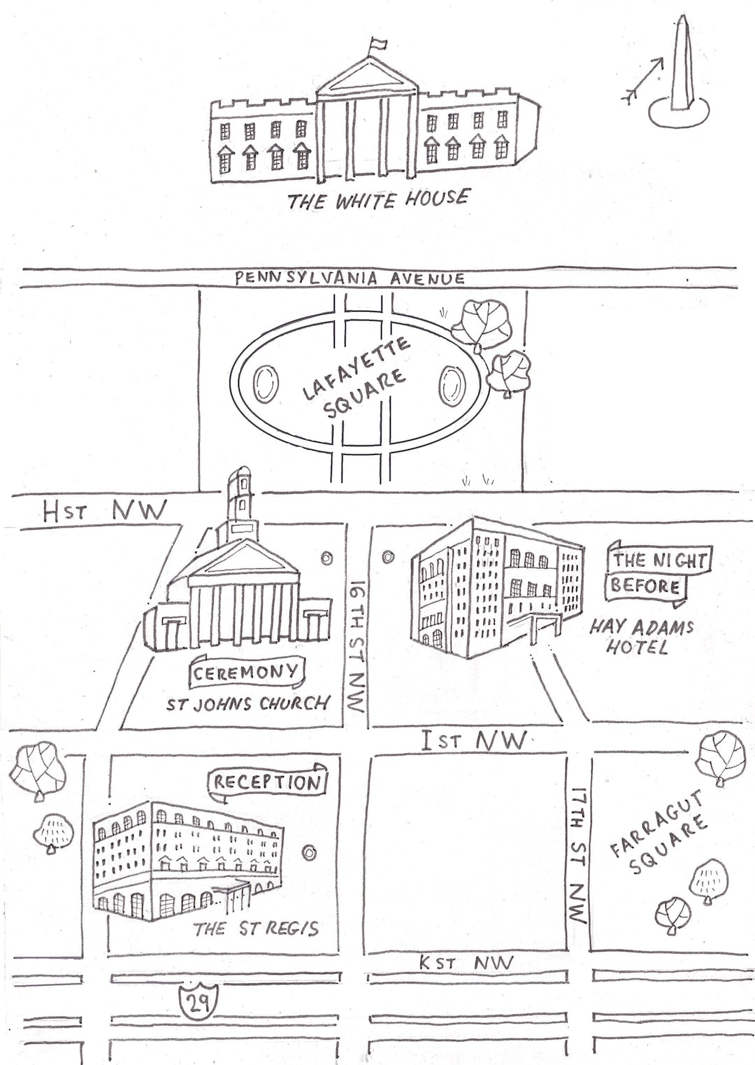 A5 Town and City Landmark Map // Custom Black and White - Etsy