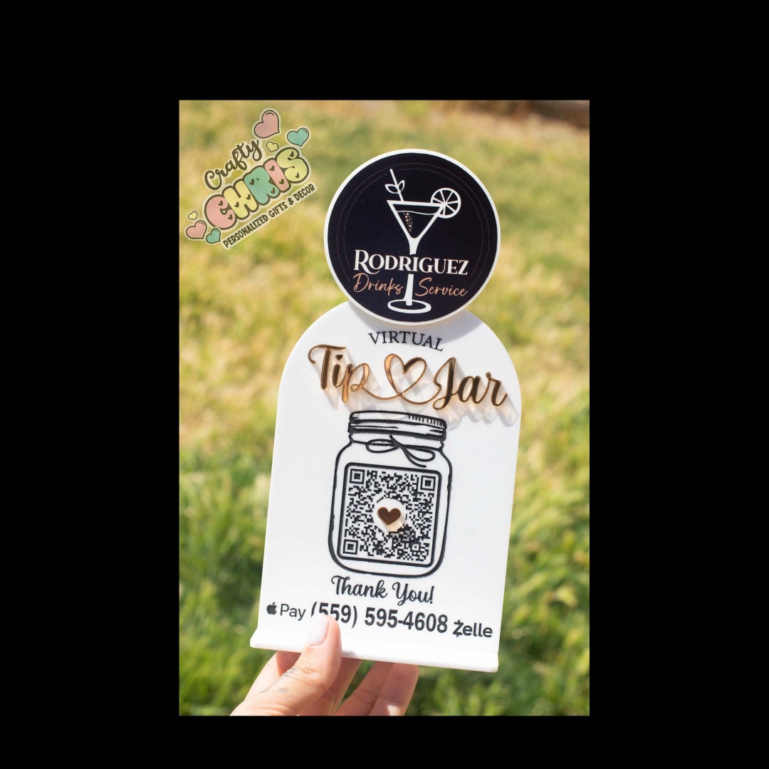 Virtual Tip Jar Sign, Handmade Sign, Custom Virtual Jar, Payment Jar ...