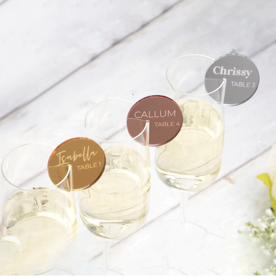 Acrylic Circle Cocktail Glass Charm Round Drink Tag Blank Marker Wine ...