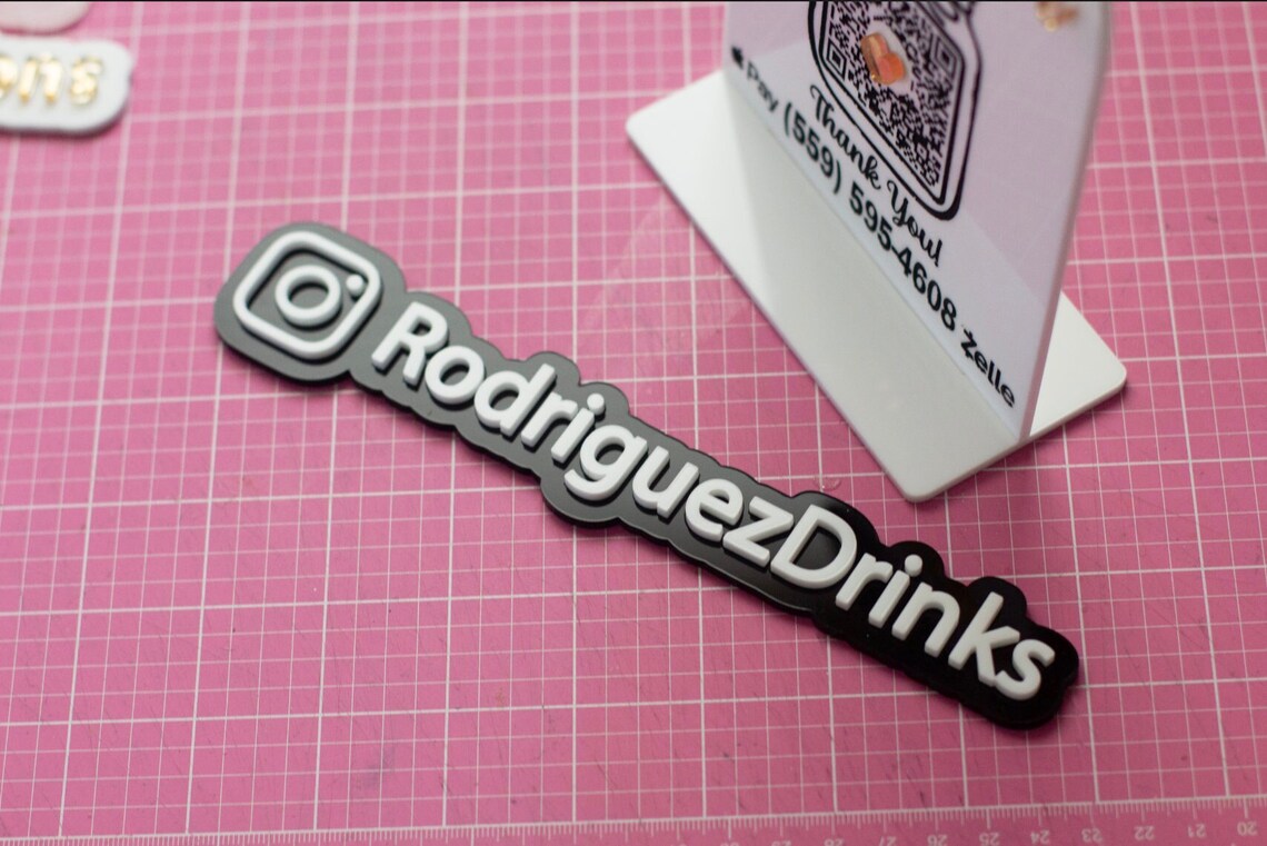 Acrylic Social Media Sign, Watermark Sign, Username, Photo, Follow Us ...