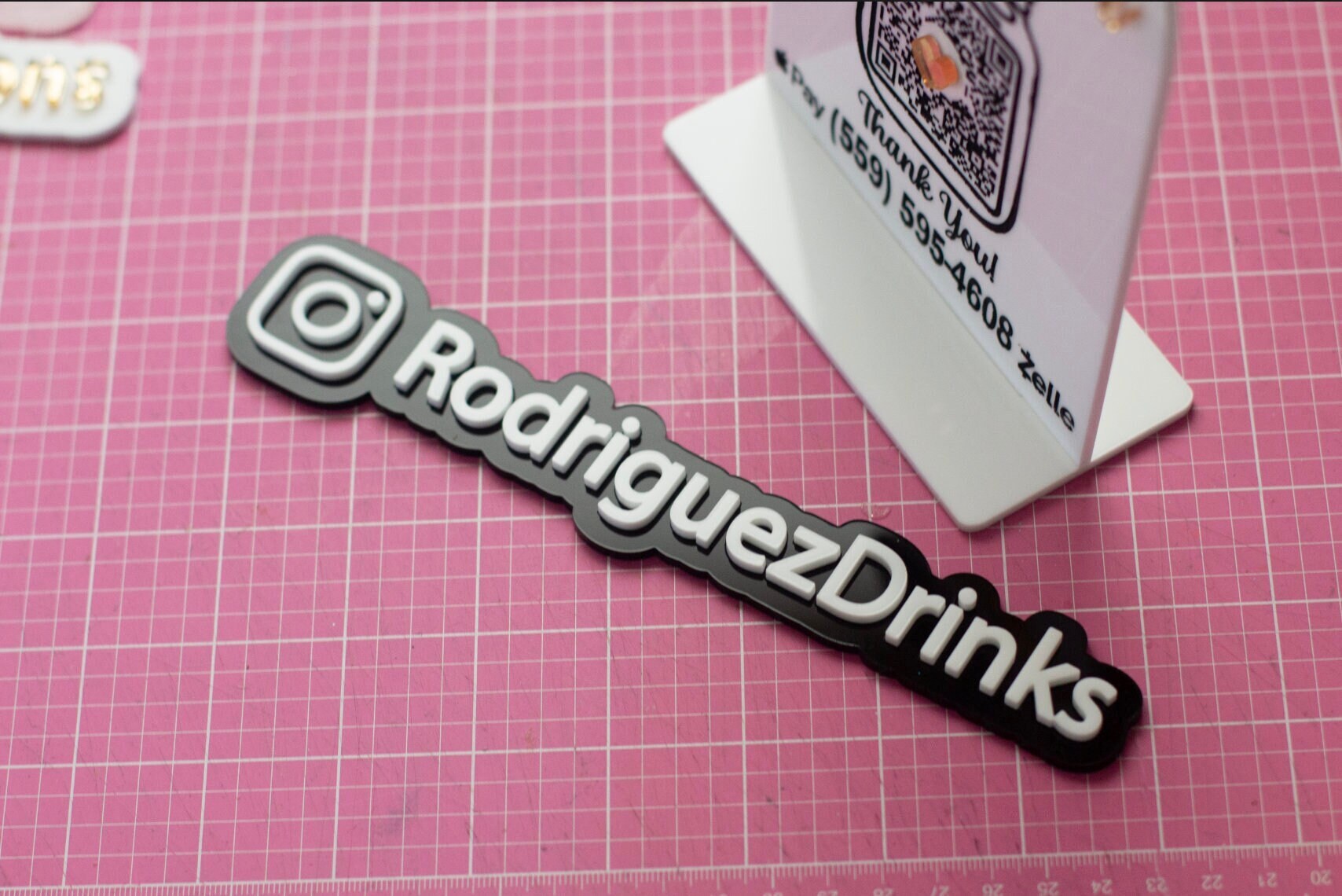 Acrylic Social Media Sign, Watermark Sign, Username, Photo, Follow Us ...