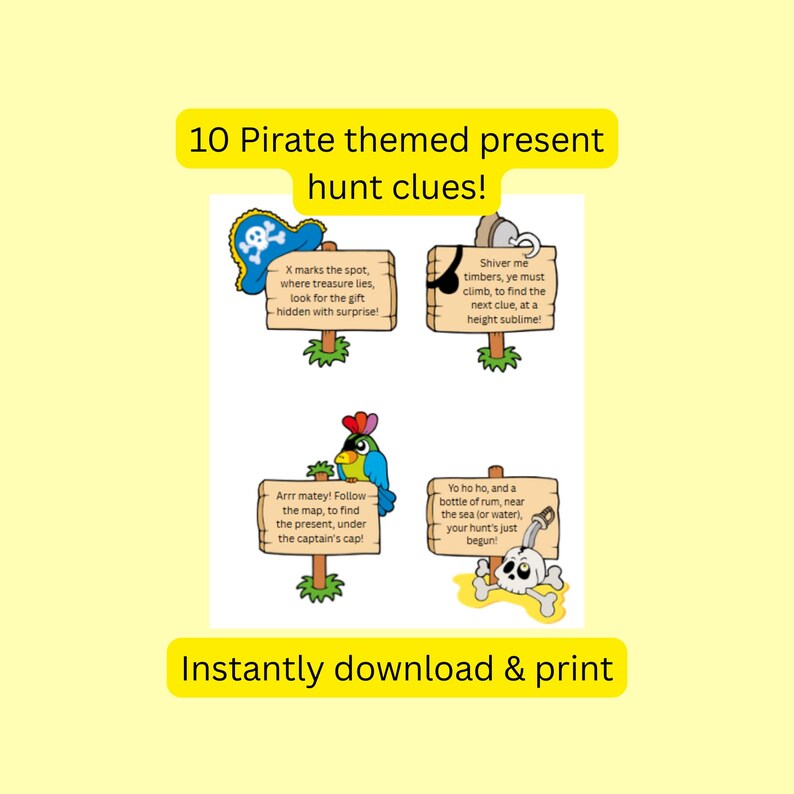 Pirate Birthday Treasure Hunt: 10 Clues (PDF) - Etsy