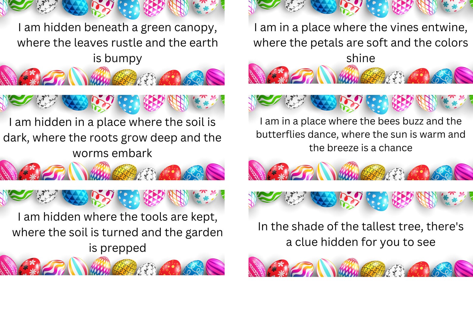 20 Hard Easter Egg Hunt Clues for Older Kids. Easter Egg Scavenger Hunt ...
