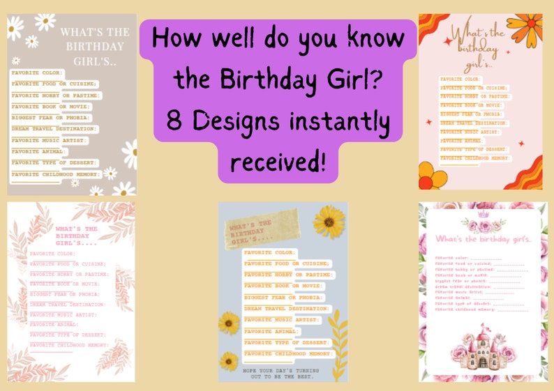 Who Knows the Birthday Girl Best Instant Download and Printable ...