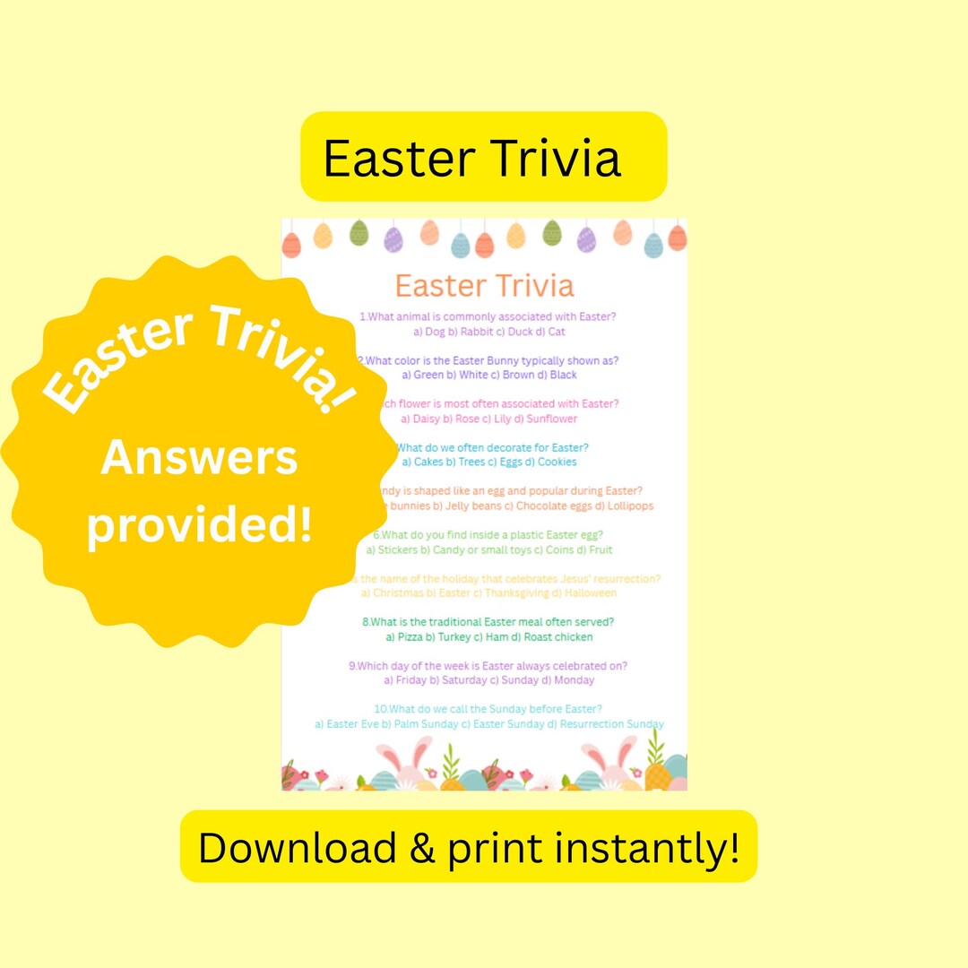 Easter Trivia Party Game, Easter Games Kids, Teen Easter Game, Instant ...