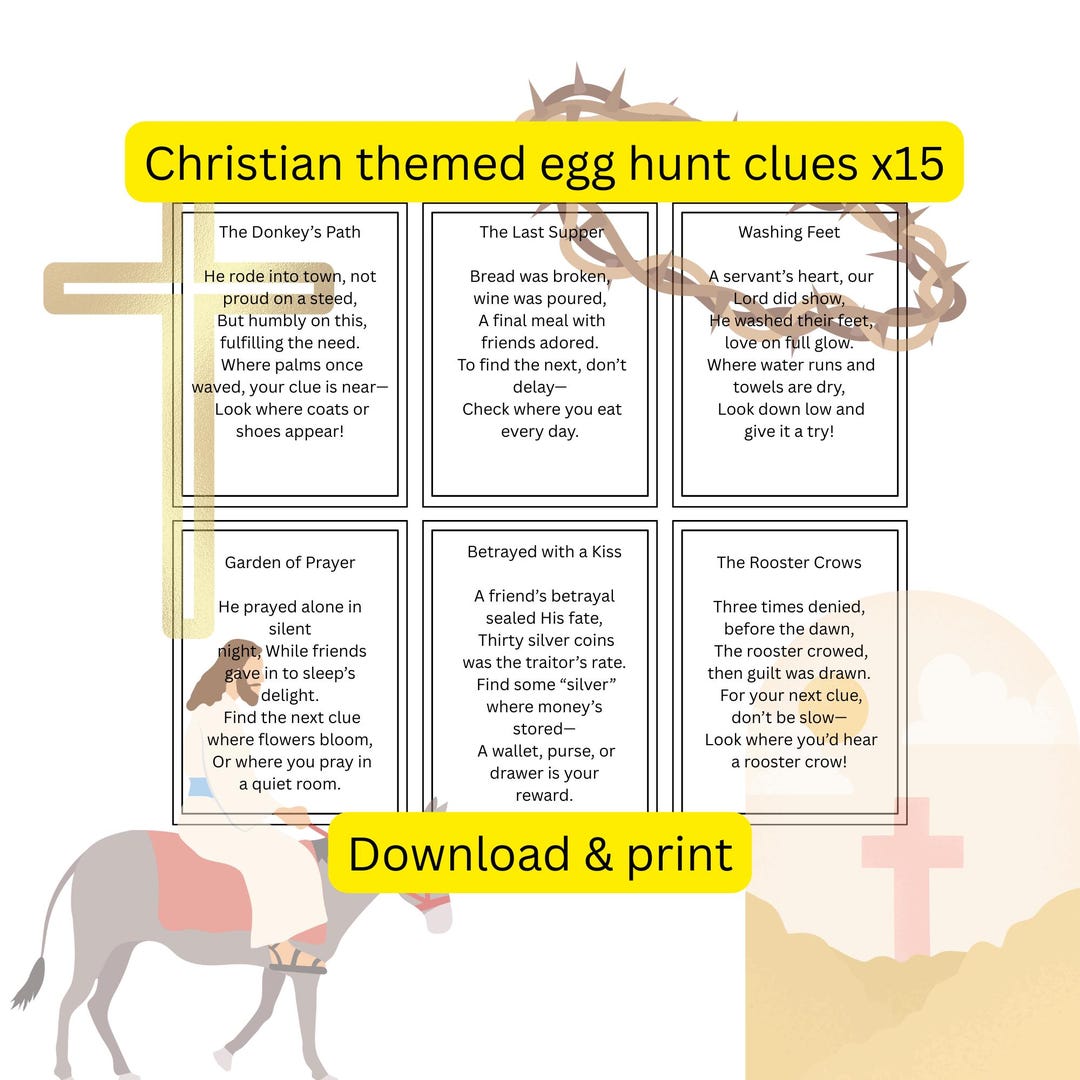 15 Christian Easter Egg Hunt Clues. Easter Egg Scavenger Hunt. Easter ...