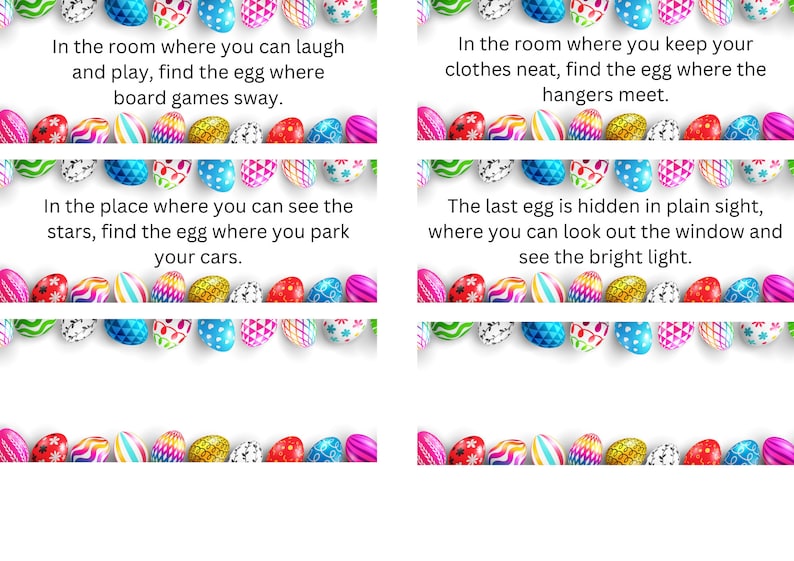 20 Easter Egg Hunt Clues for Older Kids. Easter Egg Scavenger Hunt for ...