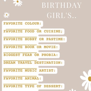 Who Knows the Birthday Girl Best Instant Download and Printable ...