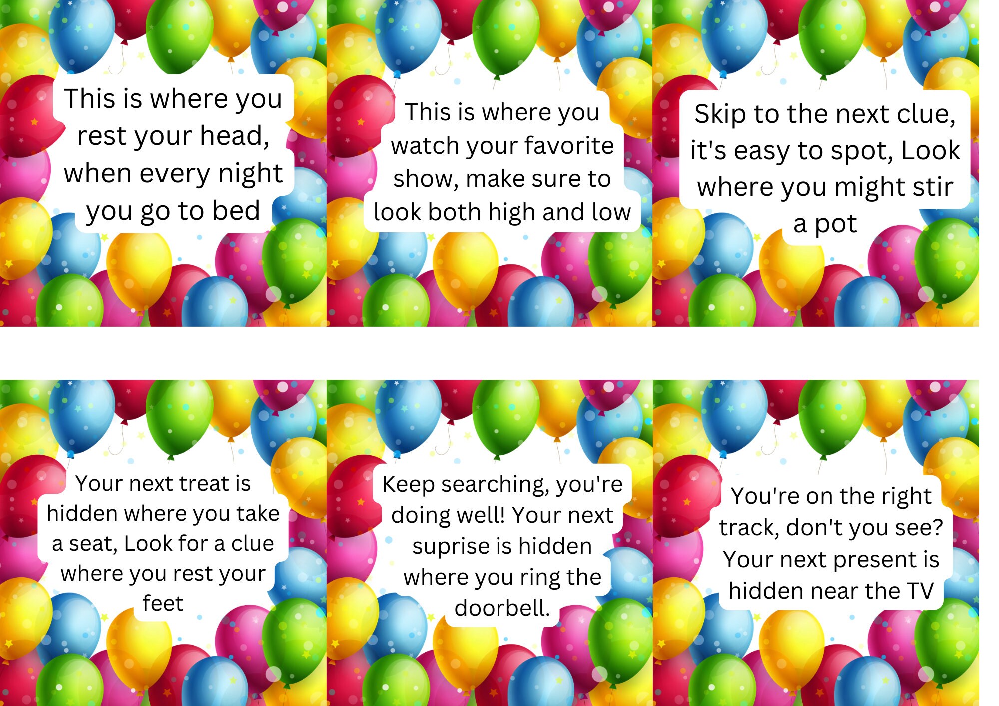 Birthday Present Hunt Clue, Clue for Birthday Present Hunt, Indoor and ...