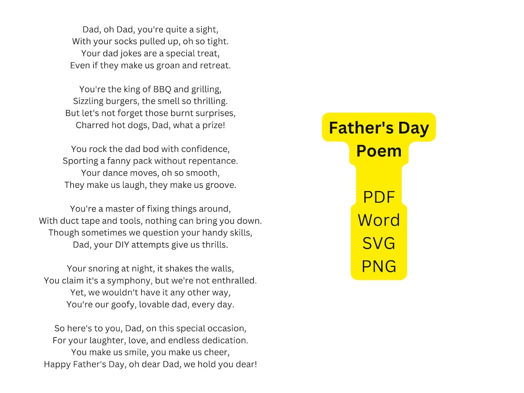 Funny Fathers Day Poem, Fathers Day Funny, Fathers Day Printable ...