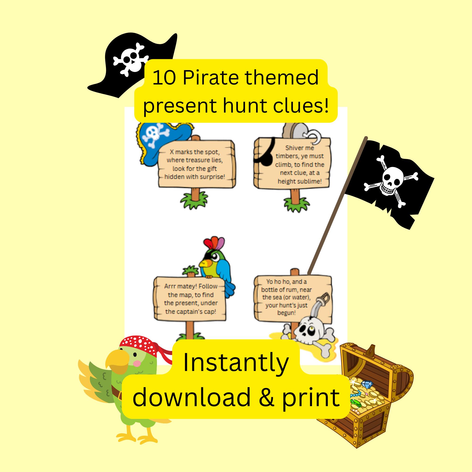 Pirate Birthday Treasure Hunt: 10 Clues (PDF) - Etsy