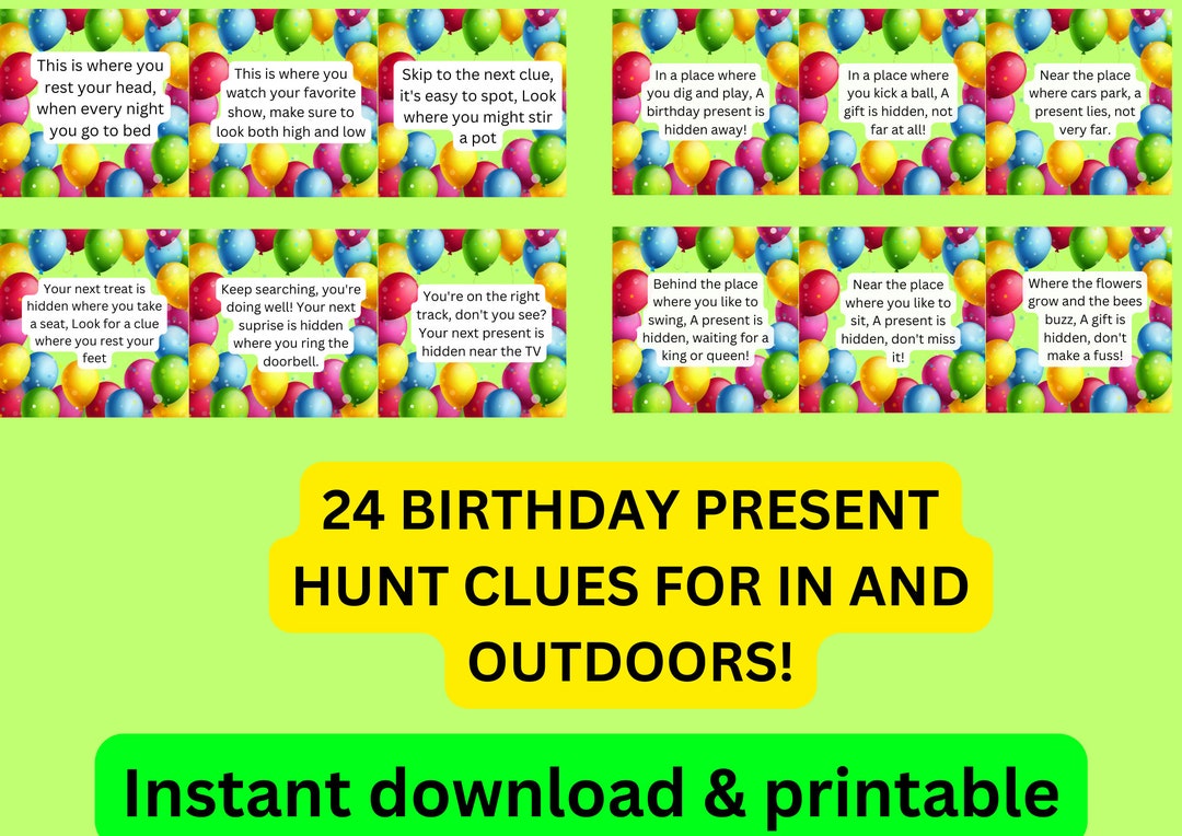 Birthday Present Hunt Clue, Clue for Birthday Present Hunt, Indoor and ...