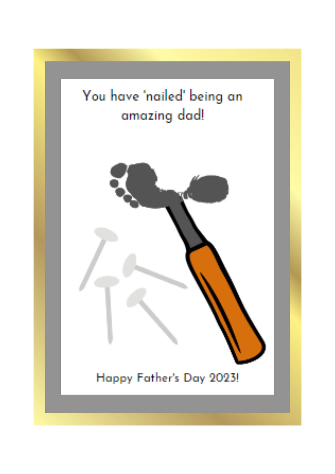 Footprint Handprint Art Fathers Day Card, Father's Day Handprint Craft ...