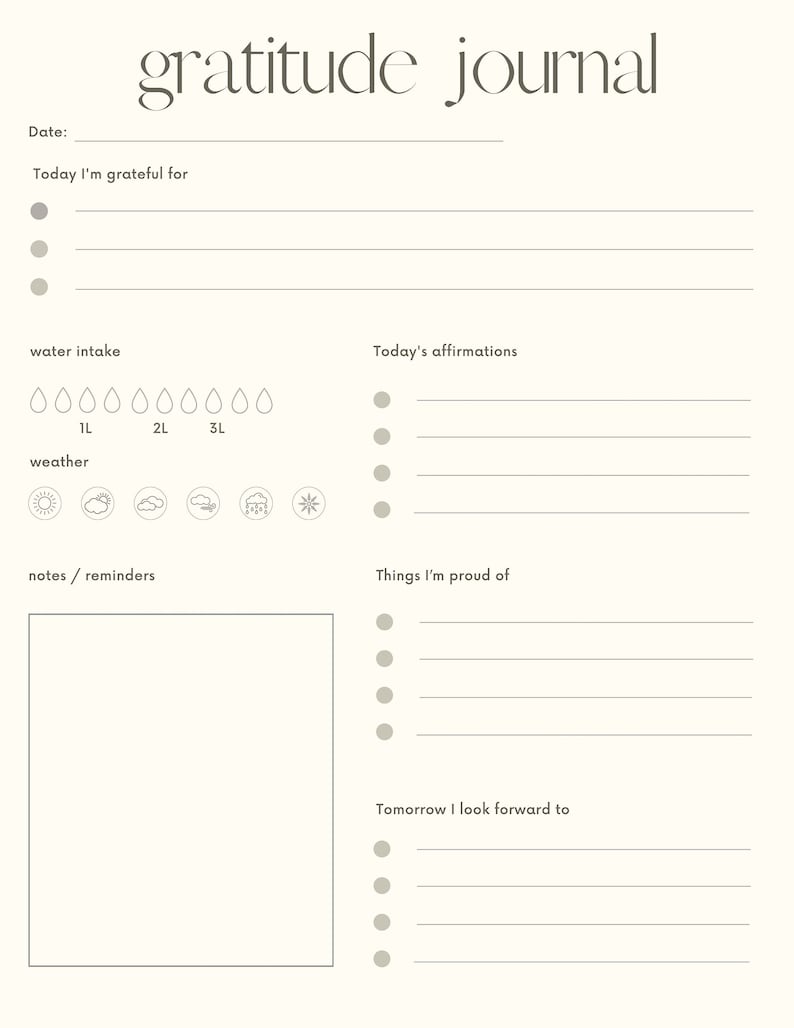Printable Gratitude Journal, Self Care - Etsy