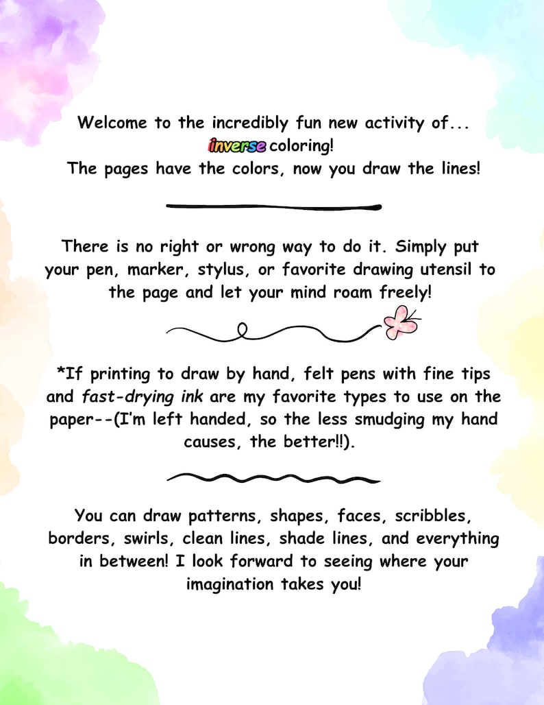 Inverse Coloring Book: Watercolor Designs for All Ages (digital ...