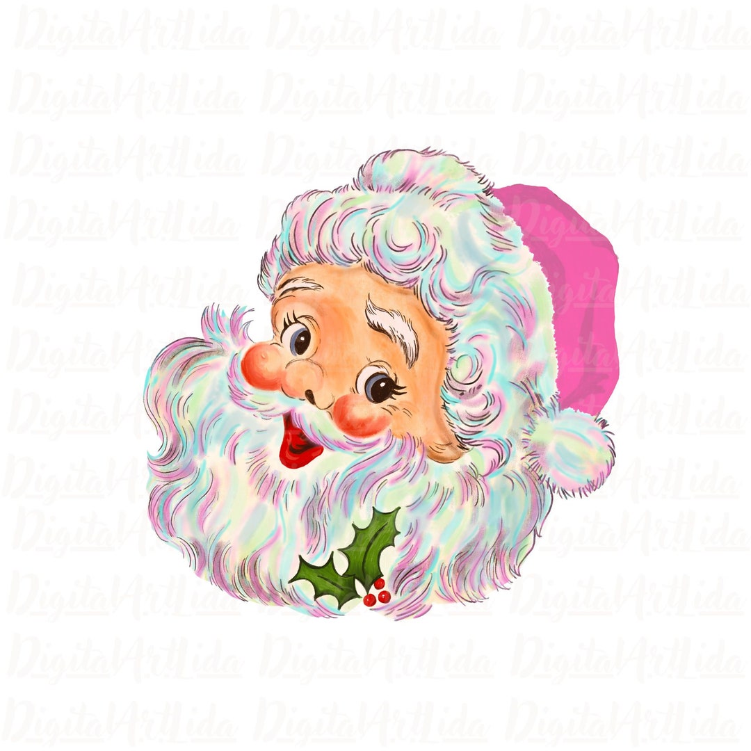 Vintage Pink Santa, Pink Santa Claus Christmas Vintage Greeting Card ...