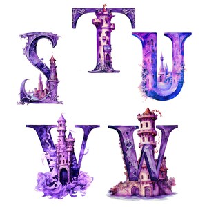 Purple Princess Castle Letters Png, Fairytale Castle Alphabet ...