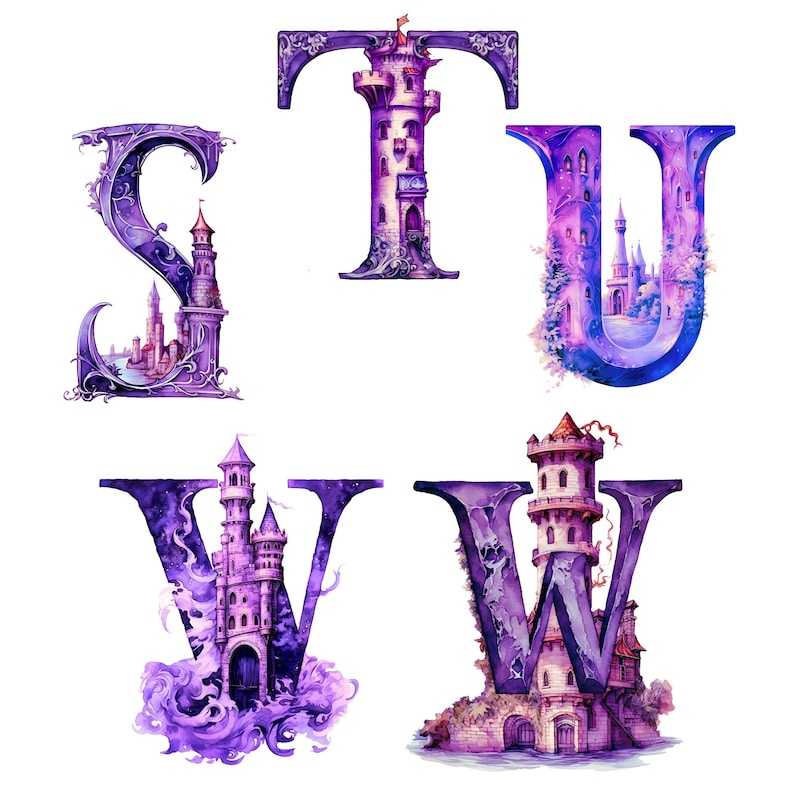 Purple Princess Castle Letters Png, Fairytale Castle Alphabet ...