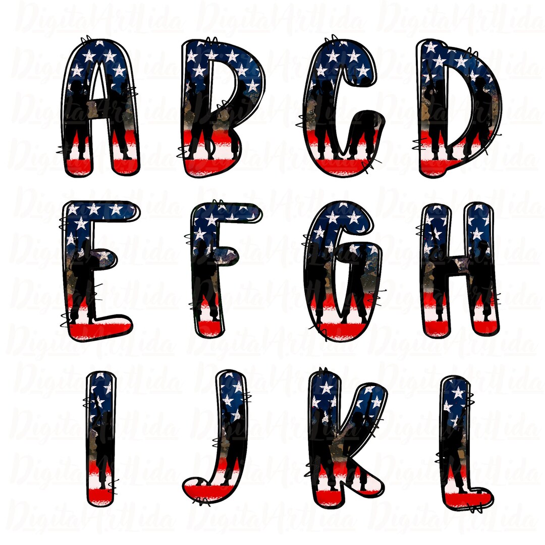 USA Flag Doodle Letters Png Hand Drawn Colorful 4th of July Doodle ...