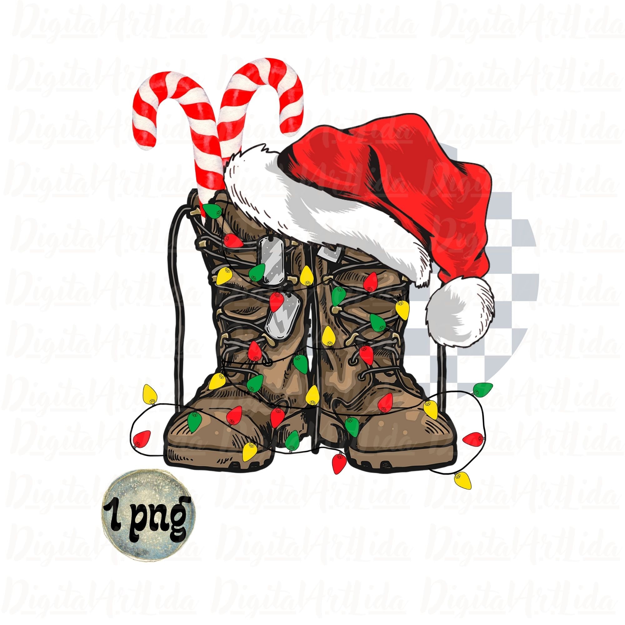 Military Christmas PNG: Camo Boots, Santa Hat (digital Download) - Etsy