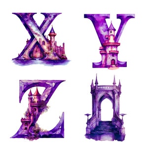 Purple Princess Castle Letters Png, Fairytale Castle Alphabet ...