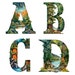 Watercolor Green Woodland Alphabet 26x PNG/ Clip Art Bundle/ Fancy ...