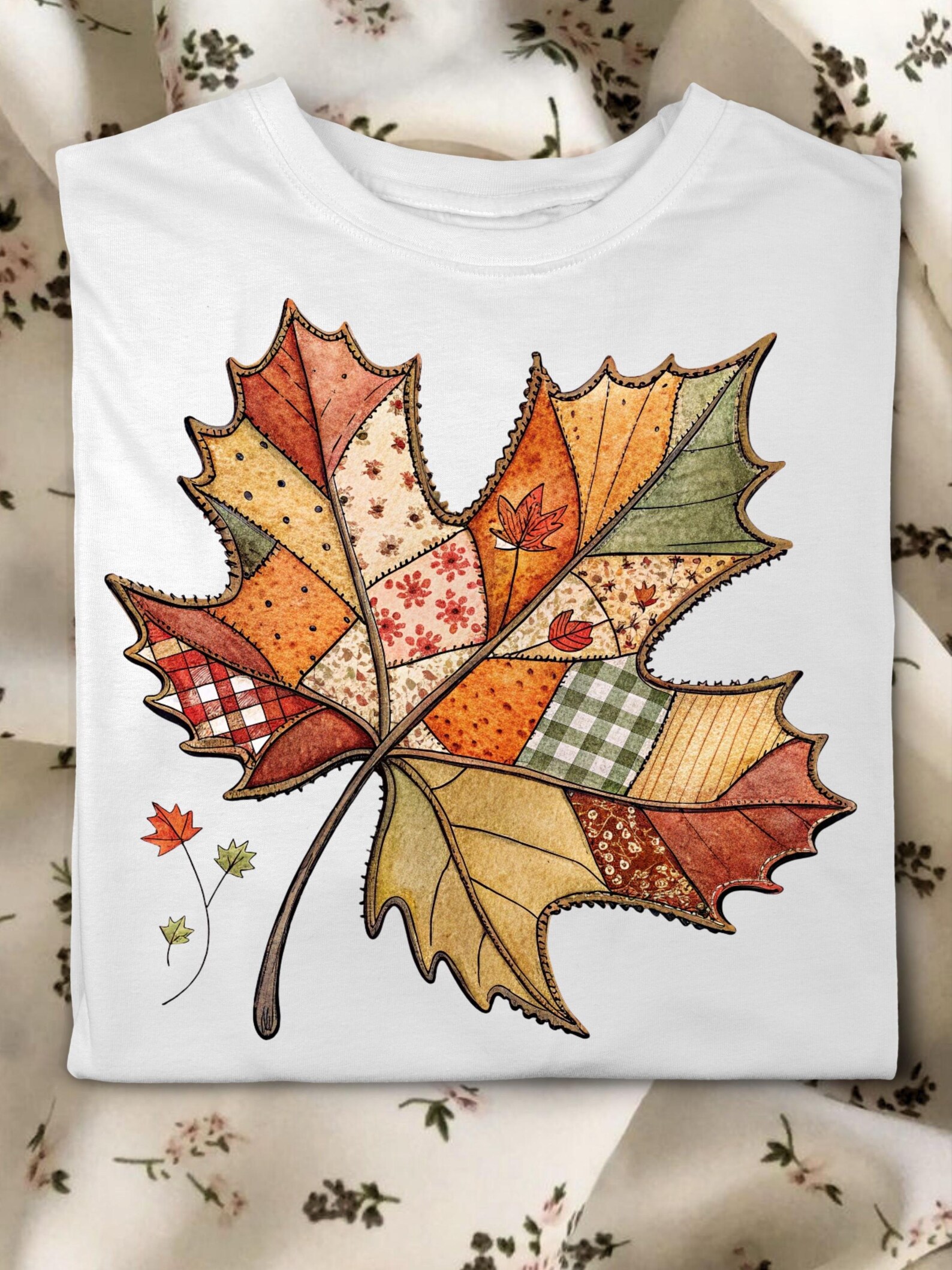 Lace Fall Patchwork Maple Leaf PNG: Preppy Floral Pumpkin Sublimation ...