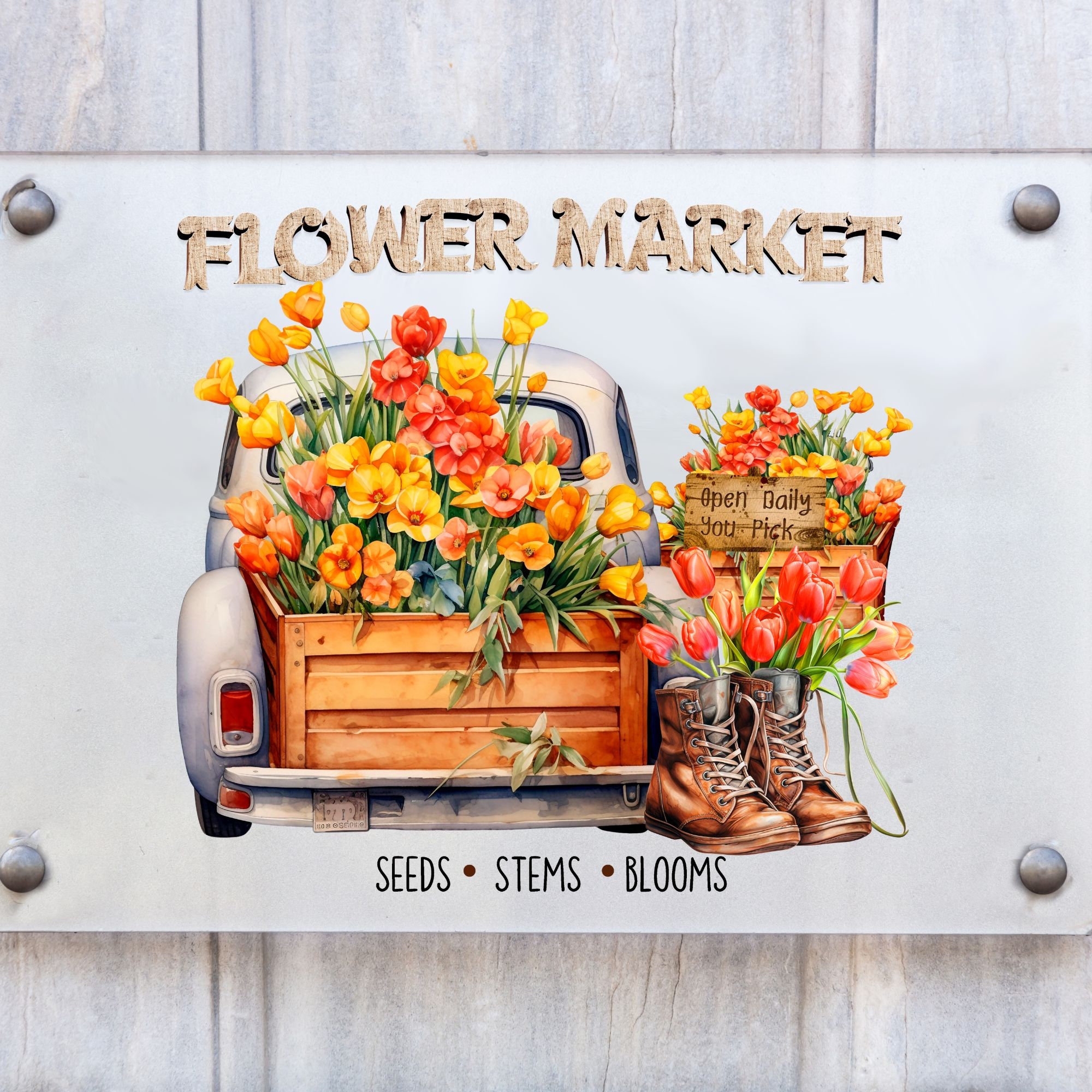 Spring Flower Market PNG, Sublimation, Spring Graphics, Spring Download ...