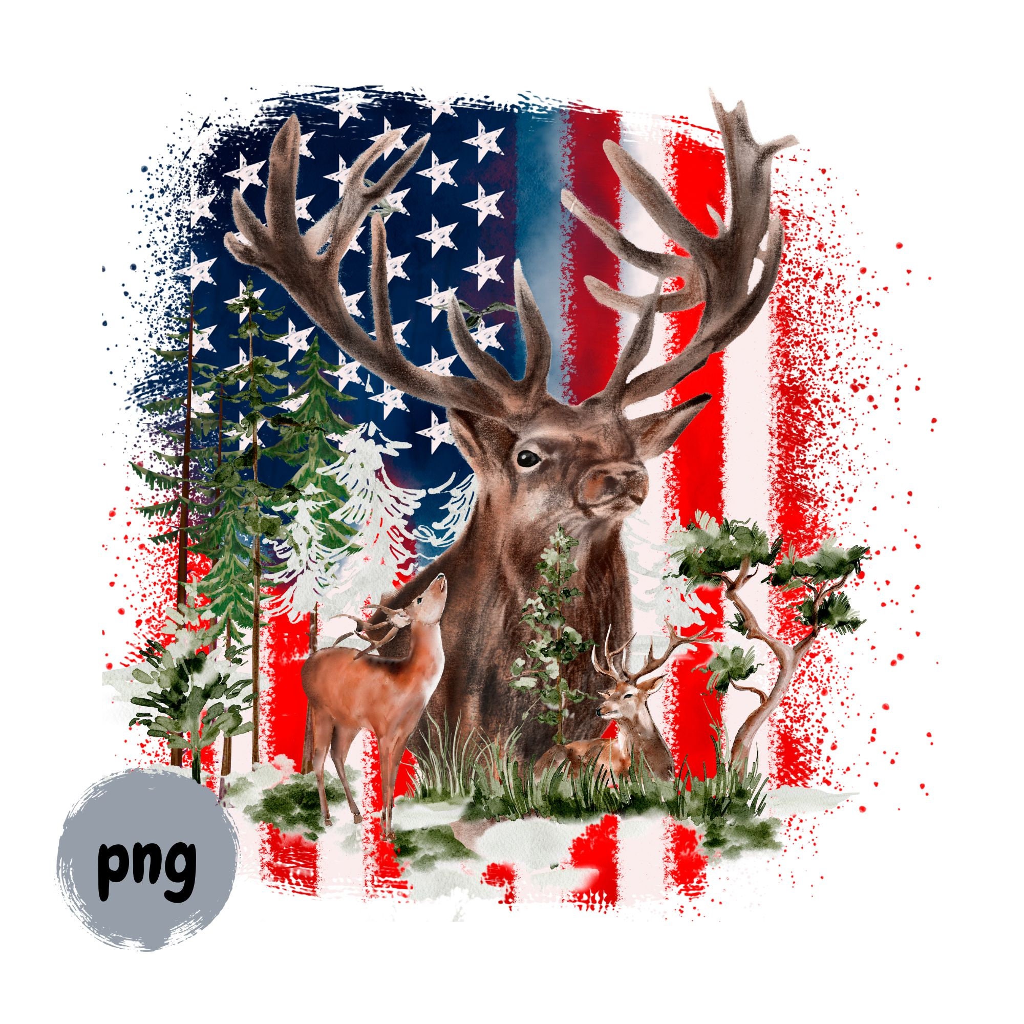 Deer Hunting PNG File: American Flag Patriotic Design (digital Download ...