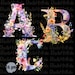 Watercolor Floral Alphabet Letters Clipart PNG Set of Floral Pictures ...