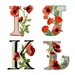 Faux Embroidery PNG Alphabet Bundle, Poppy Flowers Alphabets PNG ...