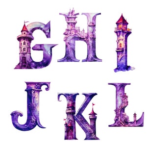Purple Princess Castle Letters Png, Fairytale Castle Alphabet ...