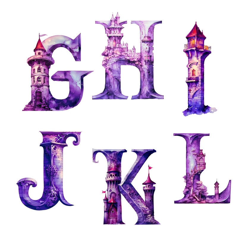 Purple Princess Castle Letters Png, Fairytale Castle Alphabet ...
